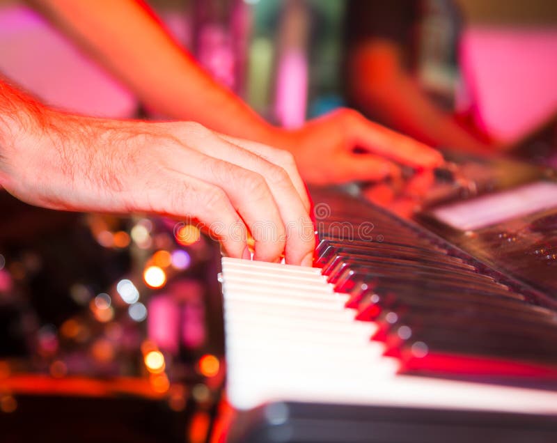 Musician Plays Keyboards in a Rock Band Stock Image - Image of ...