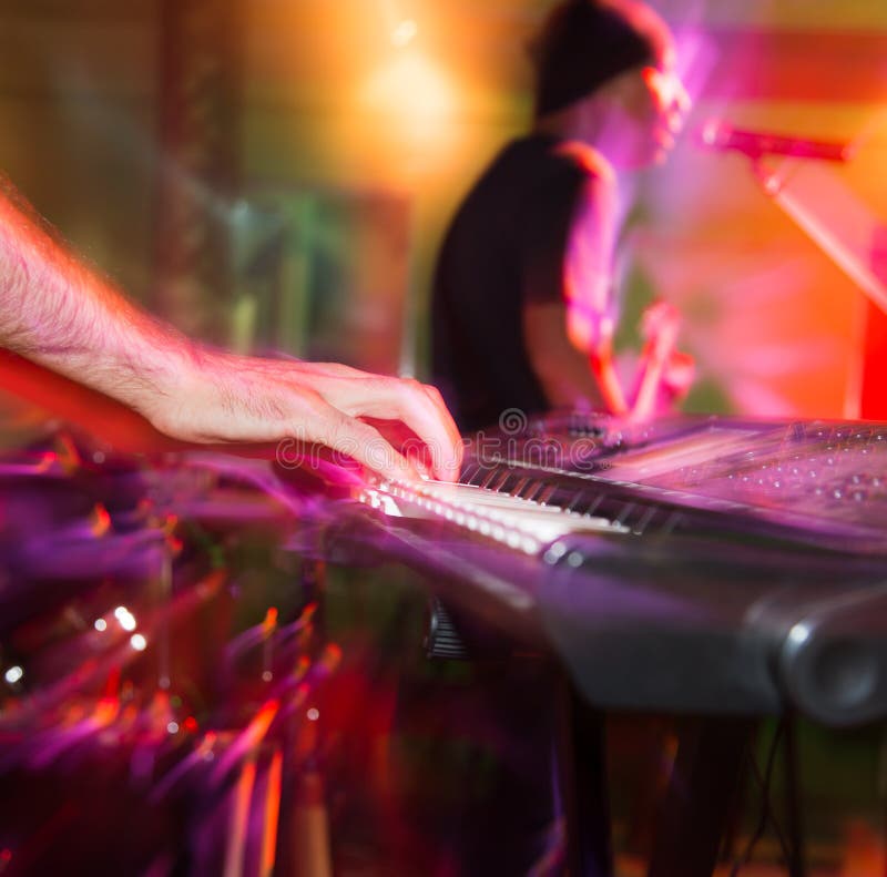 Musician Plays Keyboards in a Rock Band Stock Photo - Image of ...