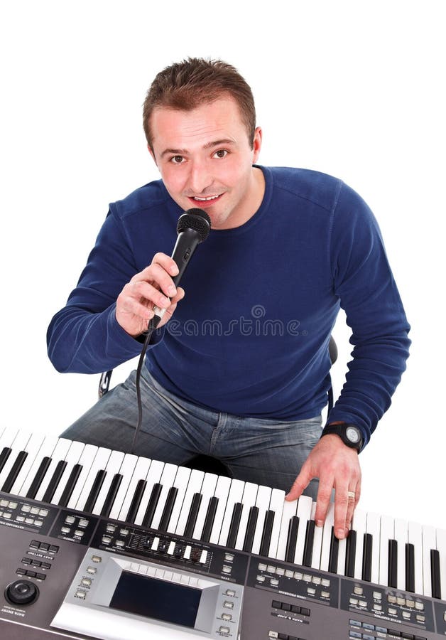 Happy Man Playing on Synthesizer Stock Image - Image of young, alone ...