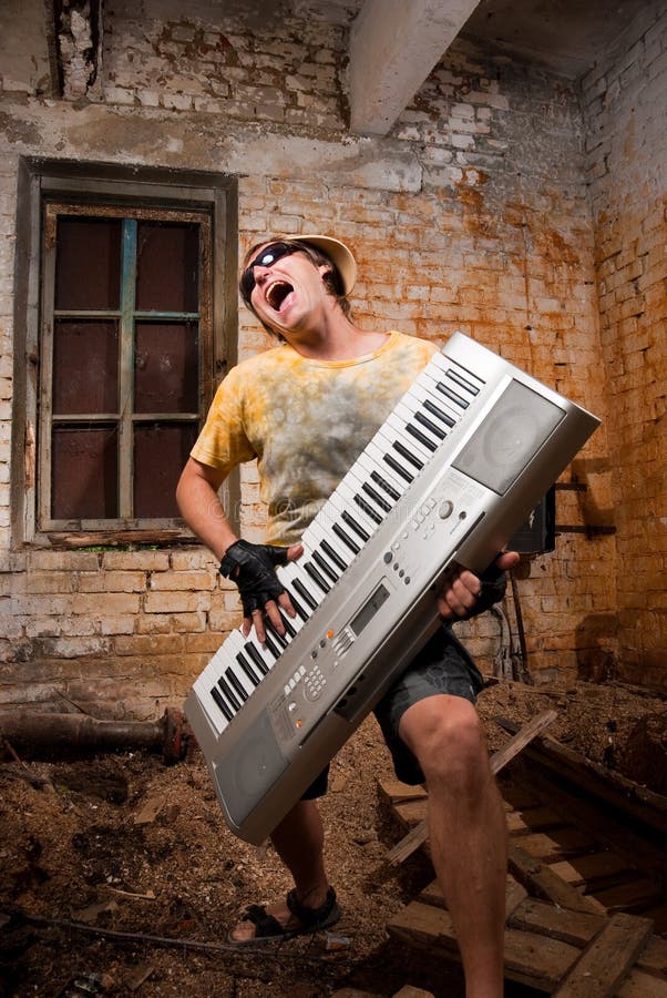 Musician Plays a Synthesizer Stock Image - Image of person, expression ...