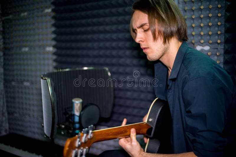 Musician in a Recording Studio Stock Photo - Image of musician ...