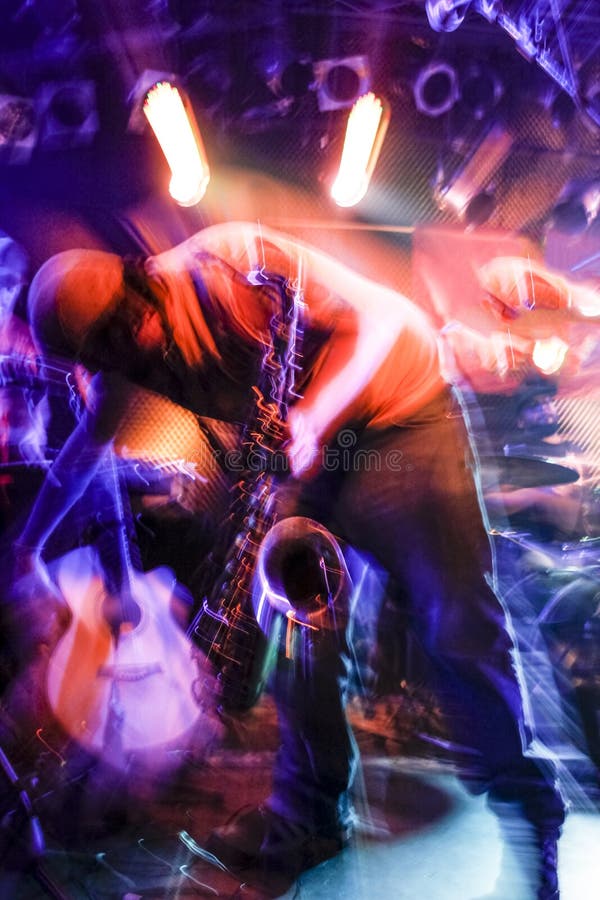 Musical Explosion with Sax during a Live Concert Stock Photo - Image of ...