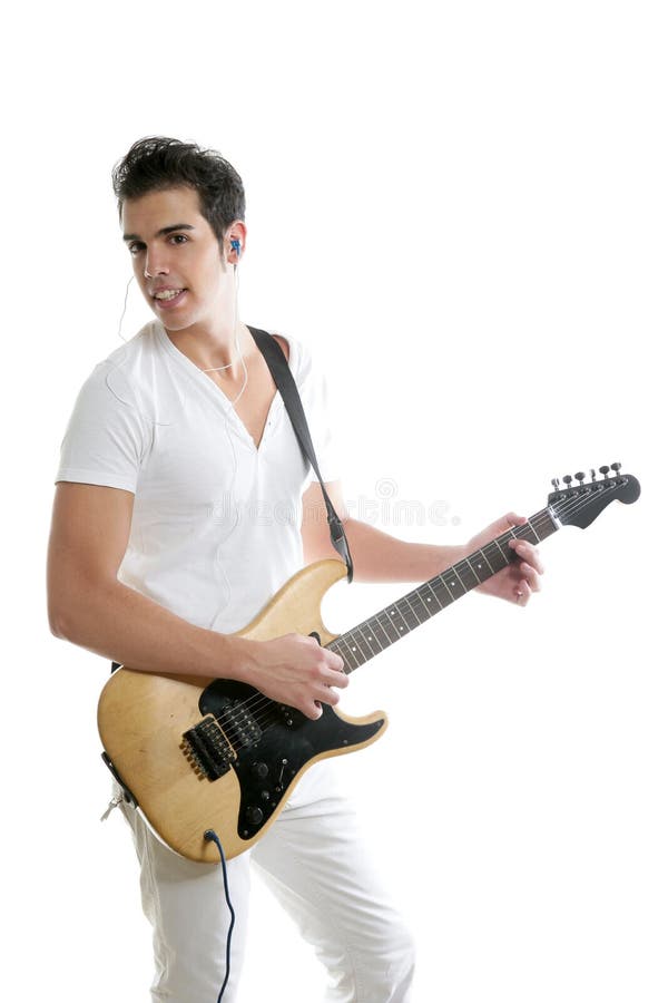 Musician Young Man Playing Electric Guitar Stock Photo - Image of ...