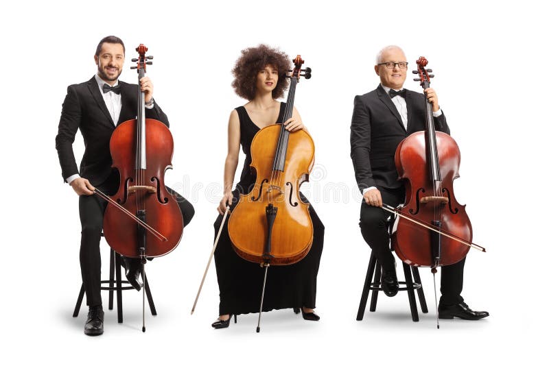 Musicians with Cellos Seated on Chairs Stock Image - Image of ...