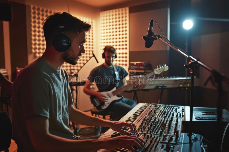 Musicians Collaborating in a Professional Recording Studio Environment ...