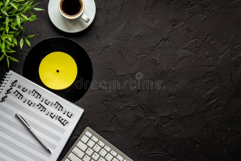 Musicians Desk Music Recording with Music Sheets Stock Image - Image of ...