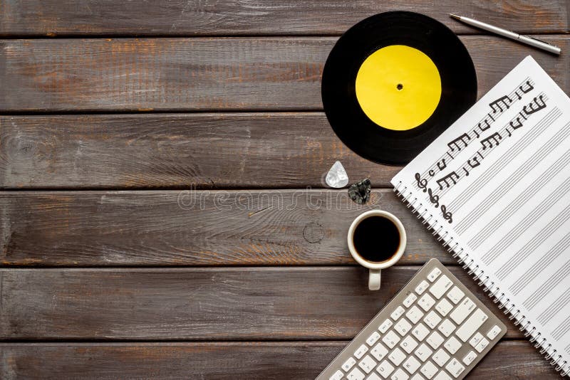 Musicians Desk Music Recording with Music Sheets Stock Image - Image of ...
