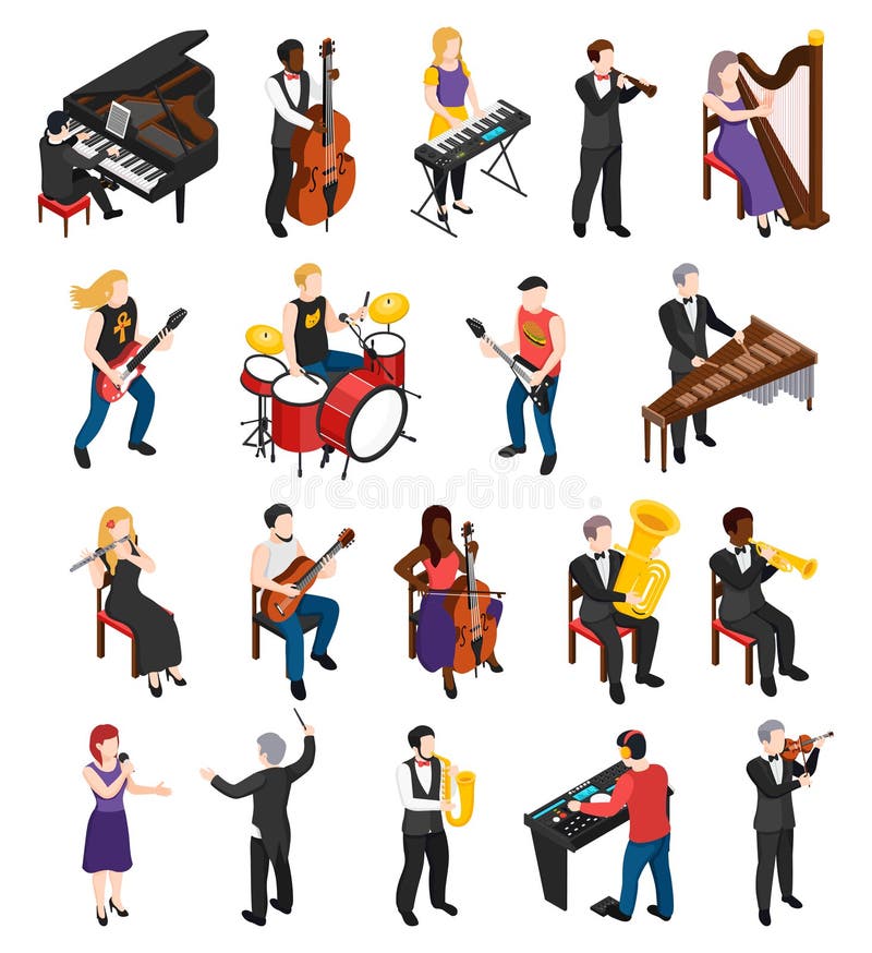 Musicians Isometric People stock vector. Illustration of concept ...