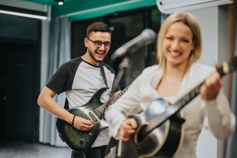 Musicians Performing Together in a Studio Environment Stock Photo ...