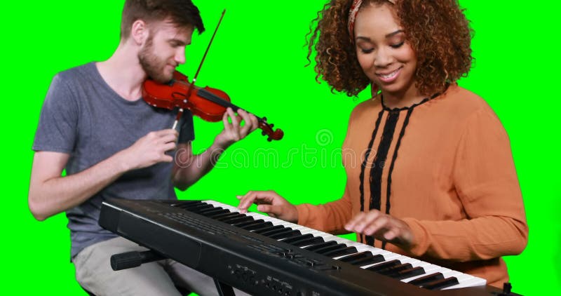 Musicians Playing Piano and Guitar Stock Video - Video of chroma ...