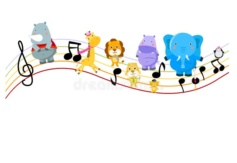 Musik och djur vektor illustrationer. Illustration av tecknad - 27845045