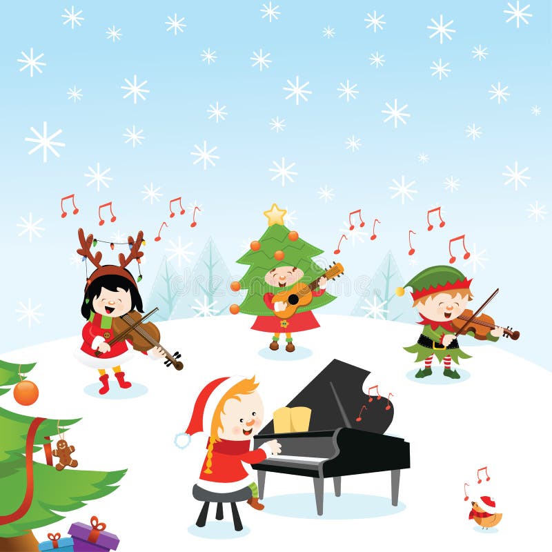 Musique de Noël illustration de vecteur. Illustration du enfants - 63437573