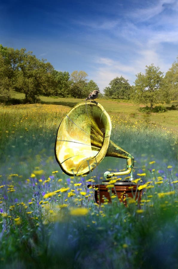 Musique et nature illustration stock. Illustration du nuages - 64704400