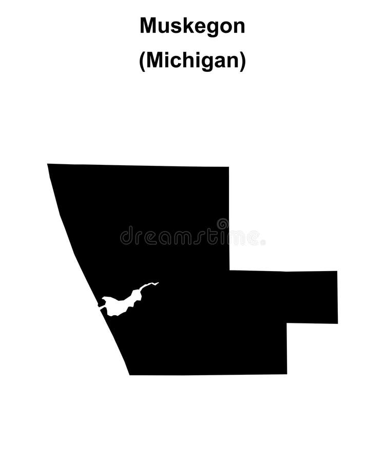 Muskegon outline map stock vector. Illustration of silhouette - 361608684