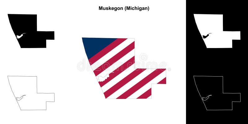 Muskegon outline map stock vector. Illustration of design - 323938643