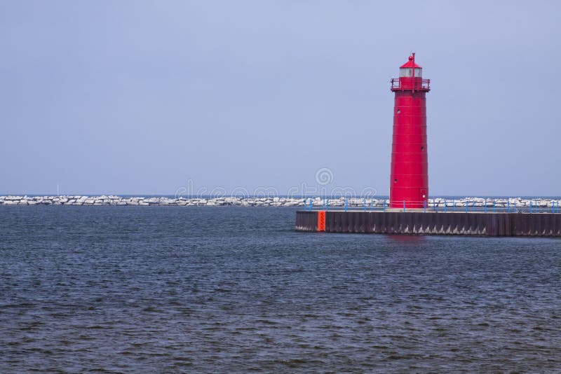 Muskegon Pier Lighthouse stock photo. Image of pier, tower - 10878418