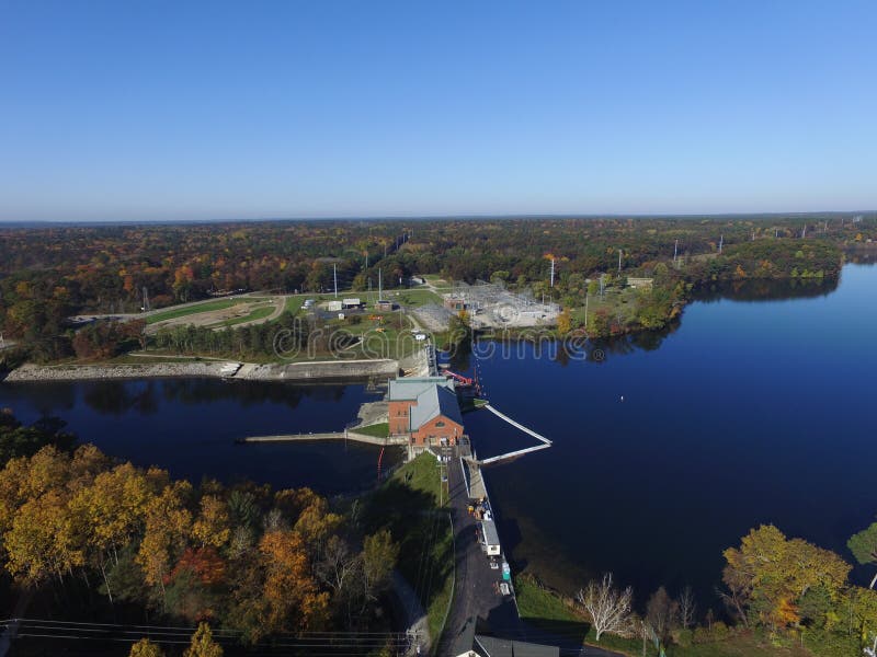 Croton Michigan Muskegon River Dam Stock Photo - Image of causeway ...