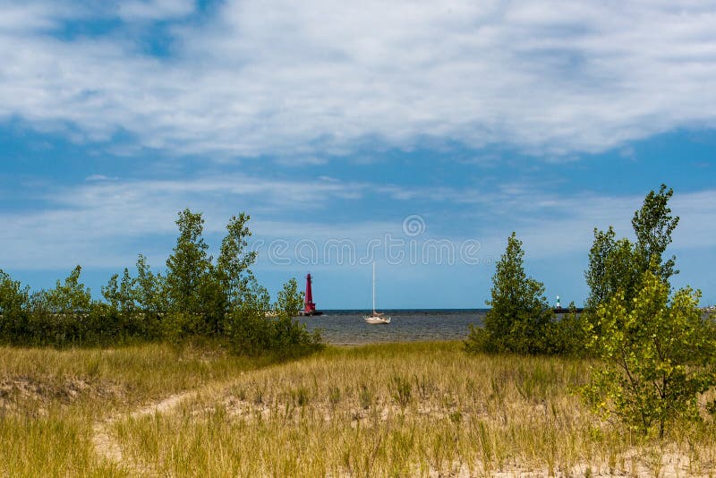Lake Michigan at the Town of Muskegon, Michigan Stock Image - Image of ...