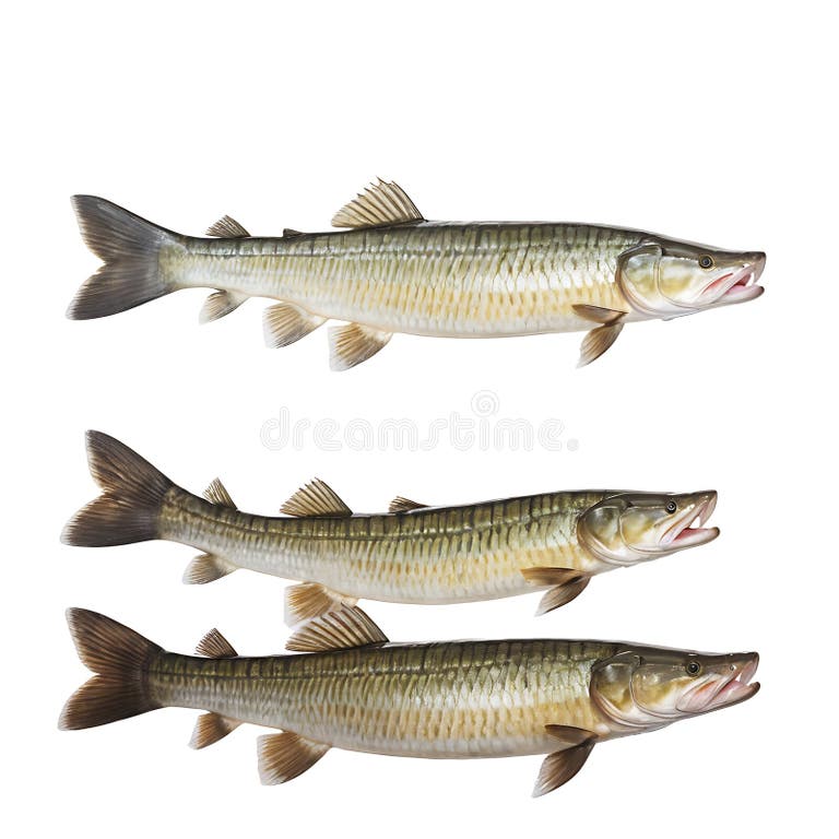 Muskellunge Isolated on a White Background Stock Illustration ...