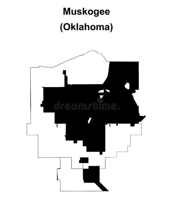 Muskogee outline map stock vector. Illustration of contour - 357495458