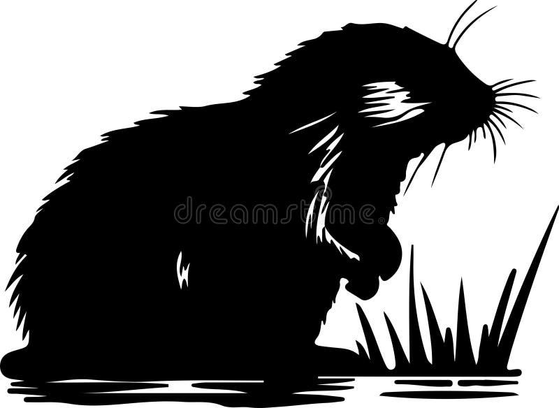 Muskrat Black Silhouette Generative Ai Stock Vector - Illustration of ...