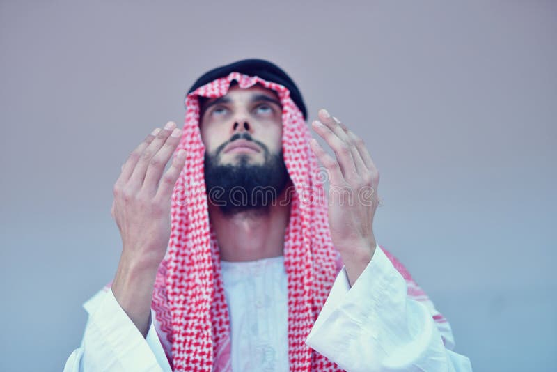 Muslim Arabic man praying stock image. Image of face - 81065281