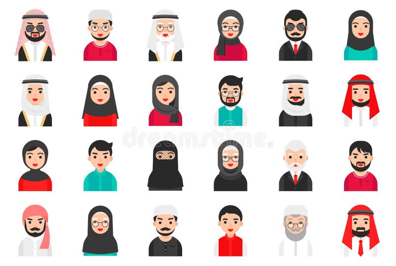 Set of 6 Muslim Avatar stock vector. Illustration of asian - 207890245