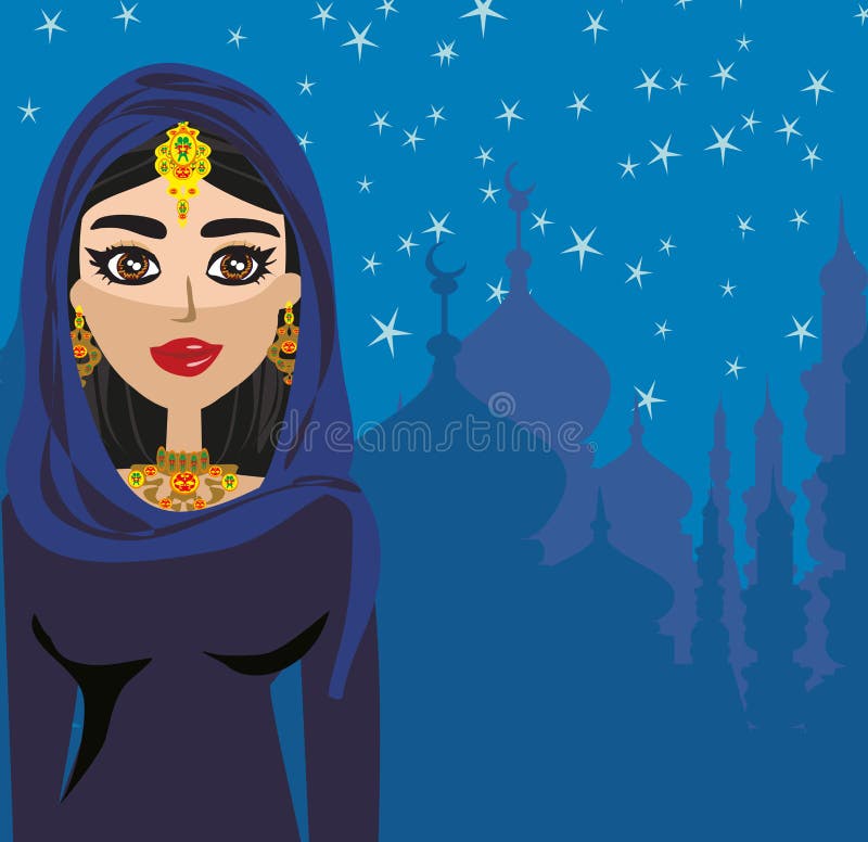 Animation Portrait Muslim Woman Hijab Stock Illustrations 152