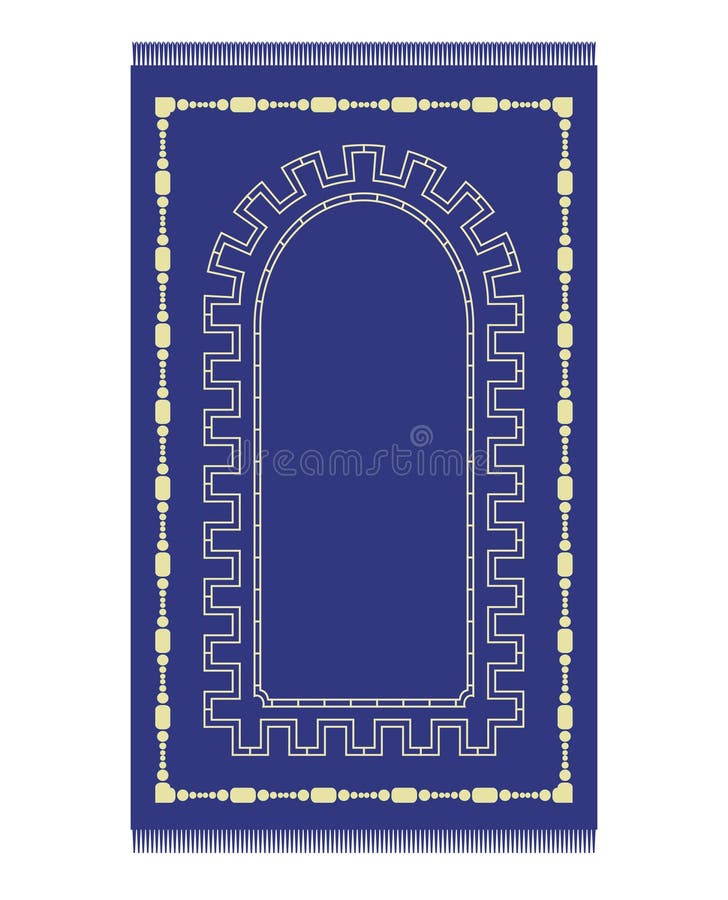 Muslim Blue Prayer Rug with Decorative Elements. Islamic Textile Stock ...