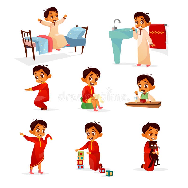 Cartoon Boy daily Morning Routine Activity Stock Illustration ... Cartoon Boy daily Morning Routine Activity Stock Illustration ...