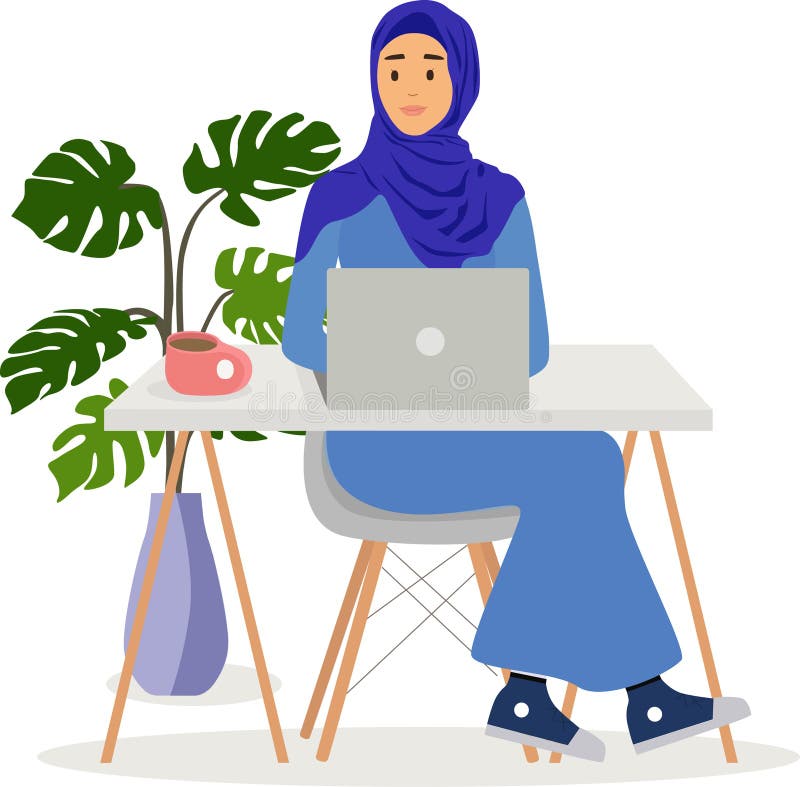 Hijab Girl Chair Stock Illustrations 294 Hijab Girl Chair Stock