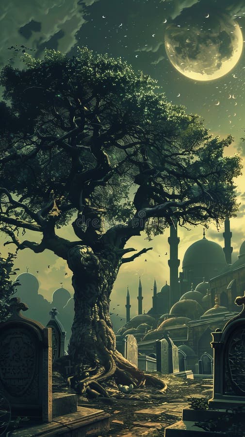 A Cemetery with a Headstone that Has Arabic Writing on it Stock ...