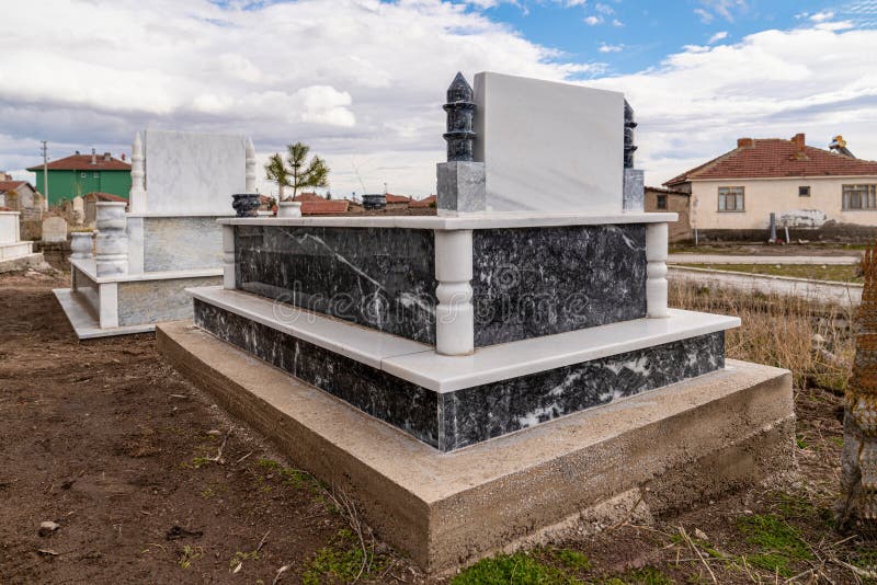 Muslim Cemetery Made of Marble in Town, Turkey Stock Image - Image of ...