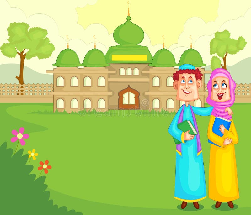Muslim Children Coming from Madarsa Stock Vector - Illustration of ...