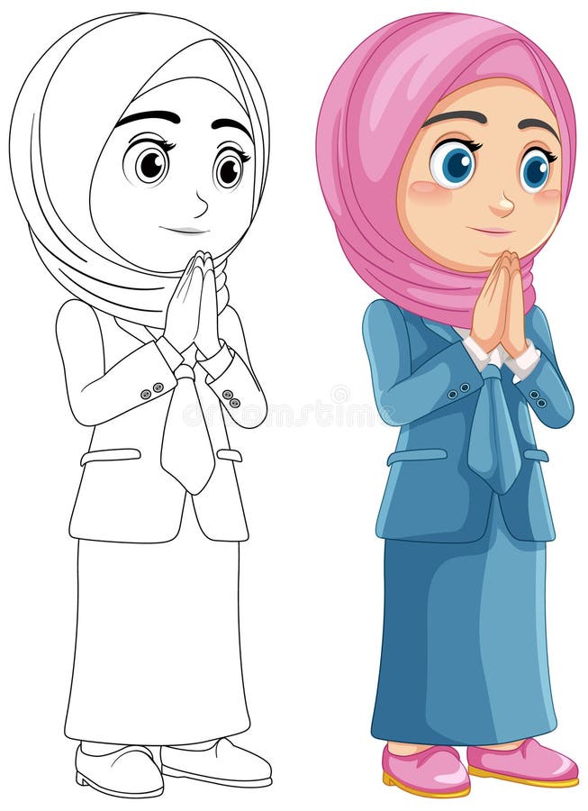 Muslim Children in Traditional Attire Stock Vector - Illustration of ...