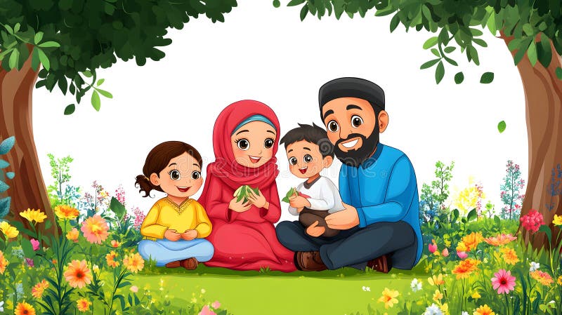 Muslim Family Enjoying Time Together in a Beautiful Park Setting Stock ...