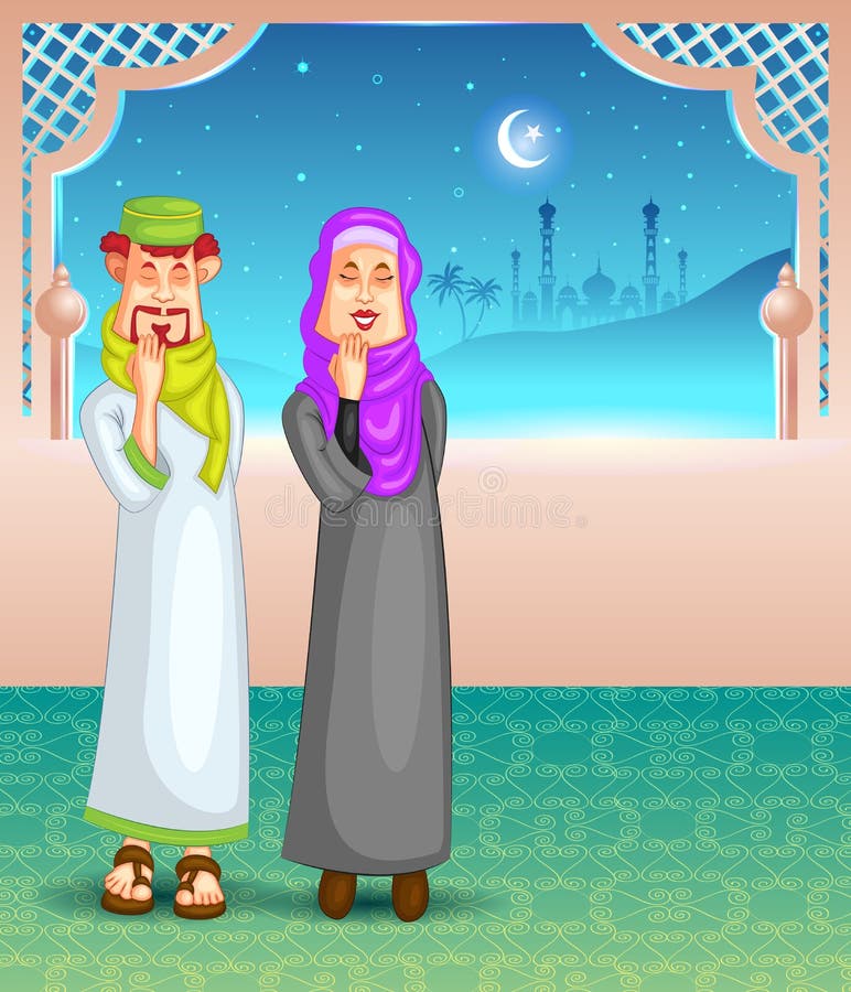 Muslim Women Doing Religious Rituals Stock Vector - Illustration of ...