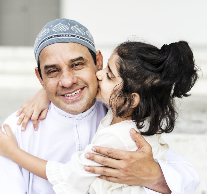 Muslim Father and His Daughter Stock Photo - Image of girl, childhood ...