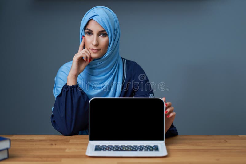 Muslim Female Student Learning at Home Stock Photo - Image of arab ...