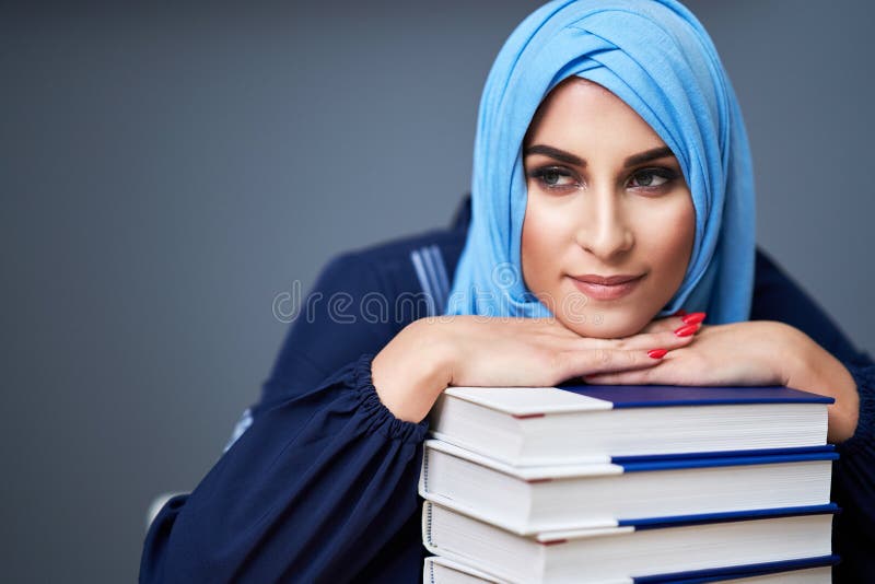 Muslim Female Student Learning at Home Stock Photo - Image of beautiful ...