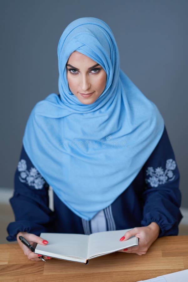 Muslim Female Student Learning at Home Stock Photo - Image of islamic ...