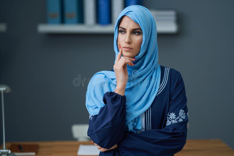 Muslim Female Student Learning at Home Stock Photo - Image of laptop ...