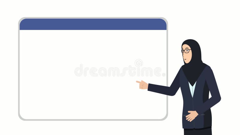 Muslim Female Teacher Teaching with Screen Animation Video Stock ...