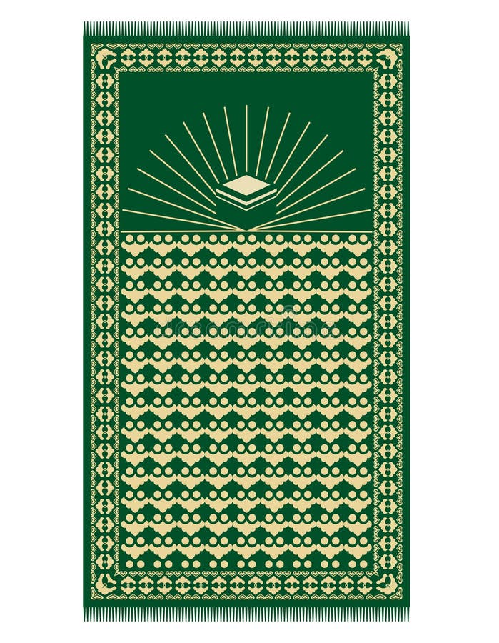 Muslim Green Prayer Rug with Decorative Elements. Islamic Textile Stock ...