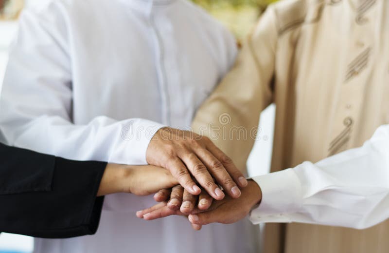 Muslim Group of Friends Stacking Hands Stock Photo - Image of friends ...