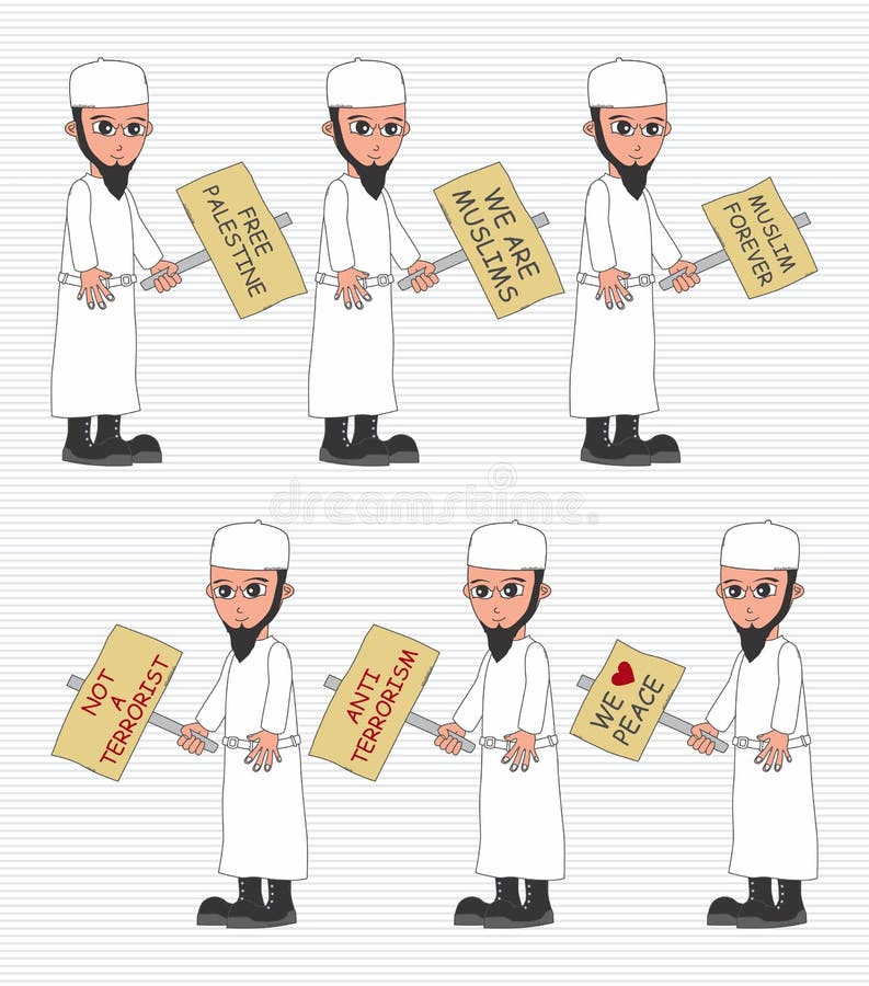 Muslim Guy Cartoon Character Stock Vector - Illustration of moslem ...
