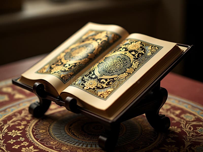 Muslim Holy Quran Book Placed on Steampunk. Stock Illustration ...