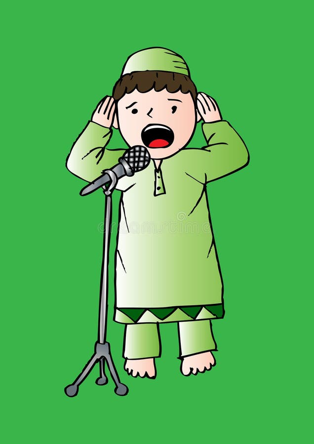 Muslim kid adzan stock vector. Illustration of cartoon - 99350043