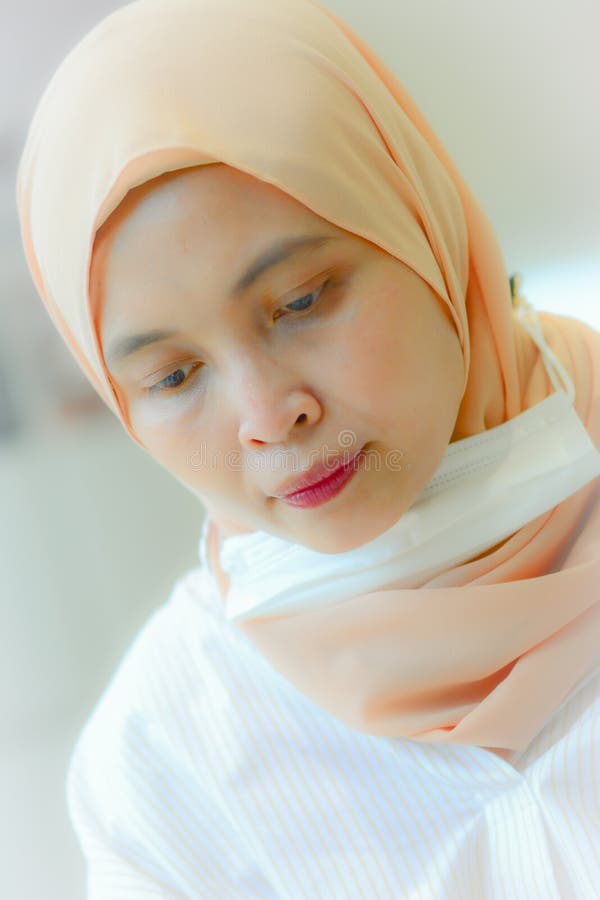 A Muslim Lady Poses in the Cafe on the Top of Building Stock Photo ...