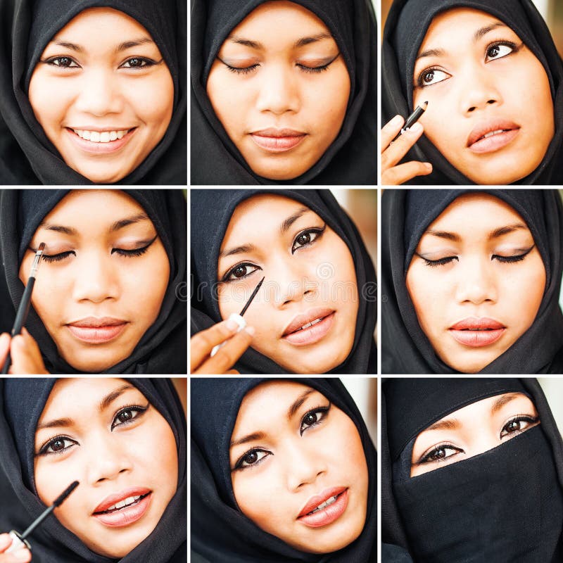Muslim makeup tutorial stock photo. Image of egyptian - 79707500